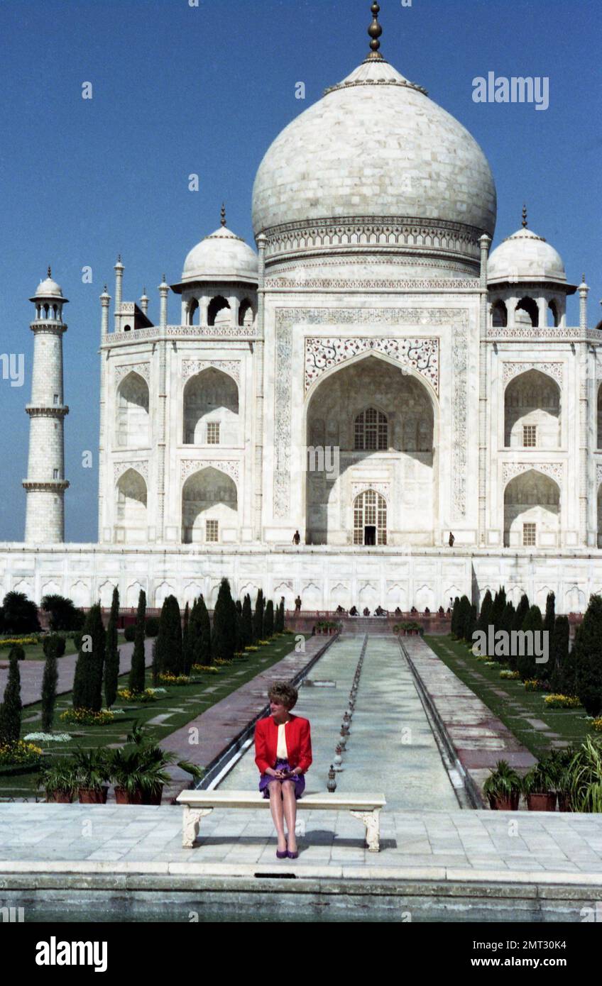 FILE - In this Feb. 11, 1992 file photo, Princess Diana sits in front ...