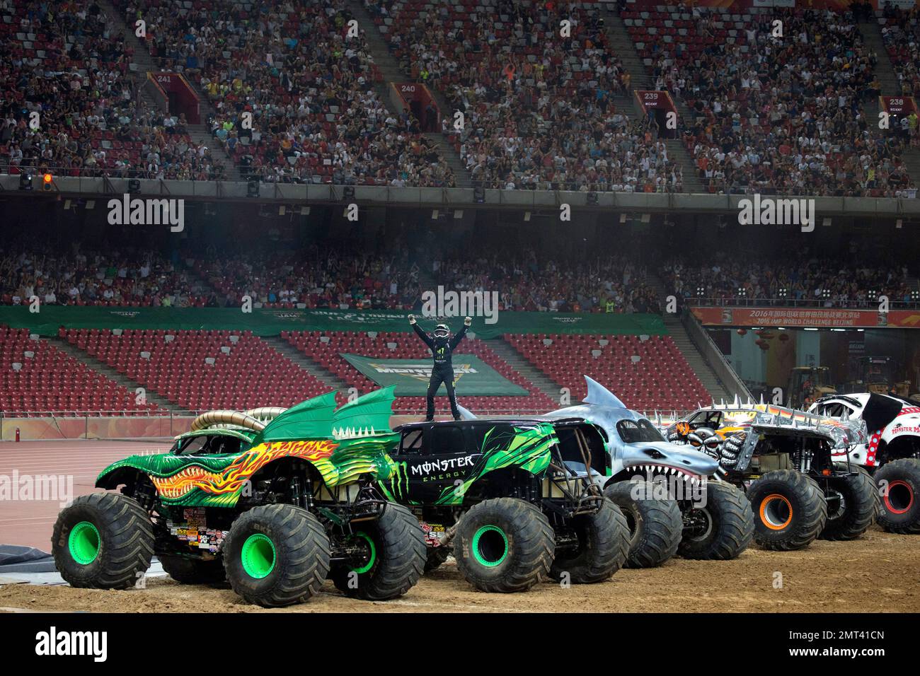 Todd LeDuc of Monster Energy celebrates after performing a back flip ...