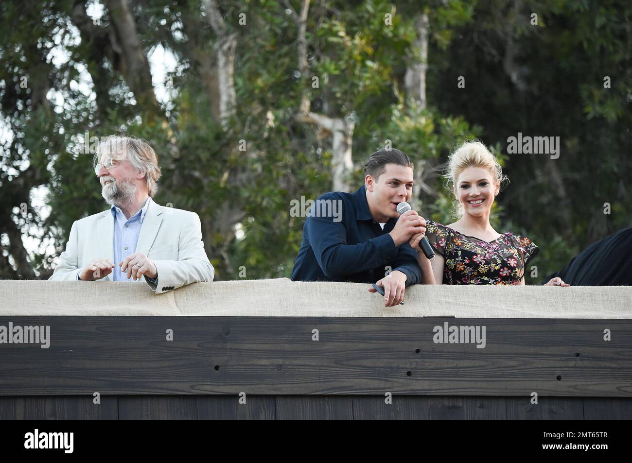 Michael Hirst, from left, Alex Hogh Andersen and Katheryn Winnick ...