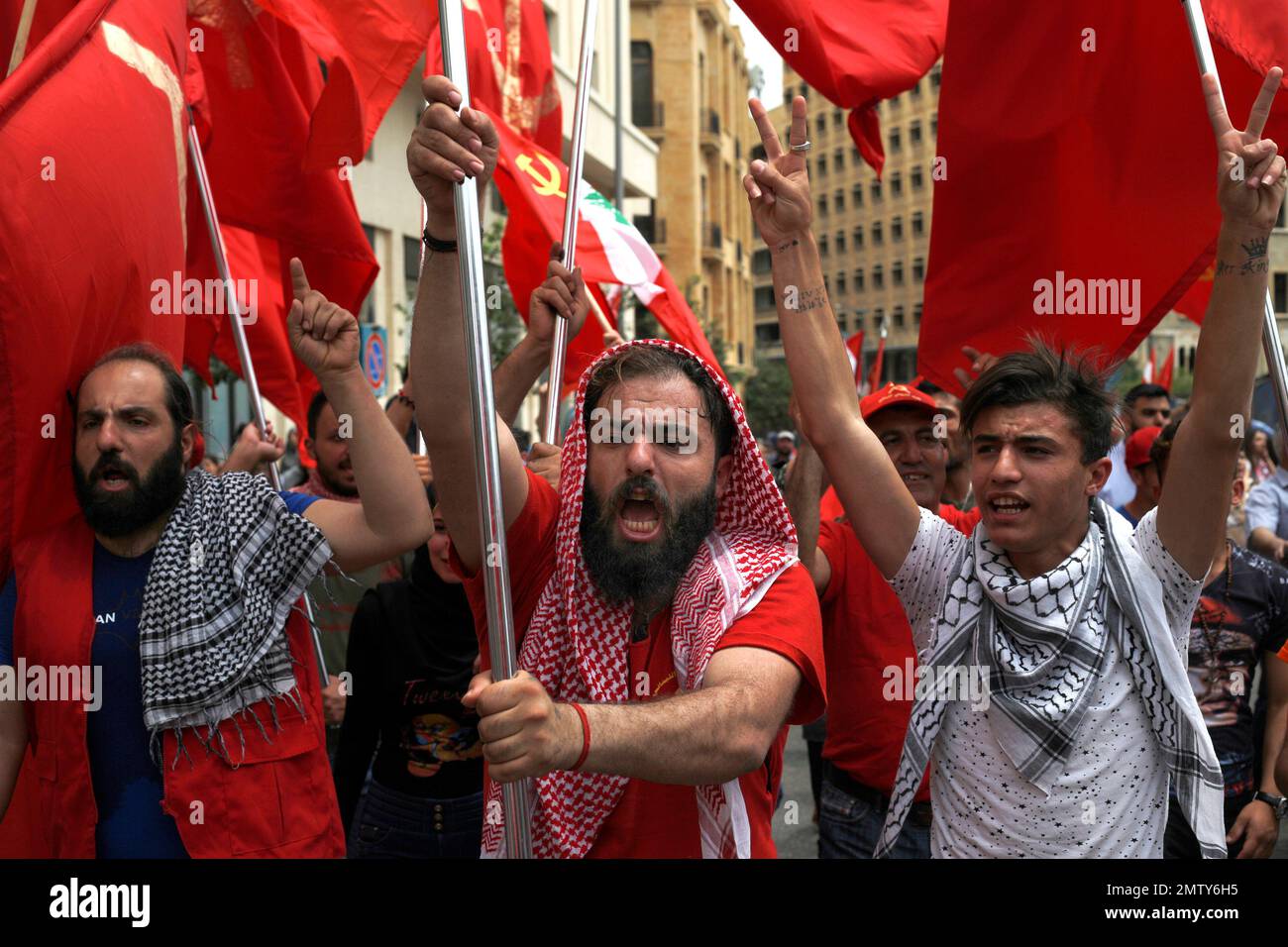 More than 2000 members and supporters of the Lebanese Communist party ...