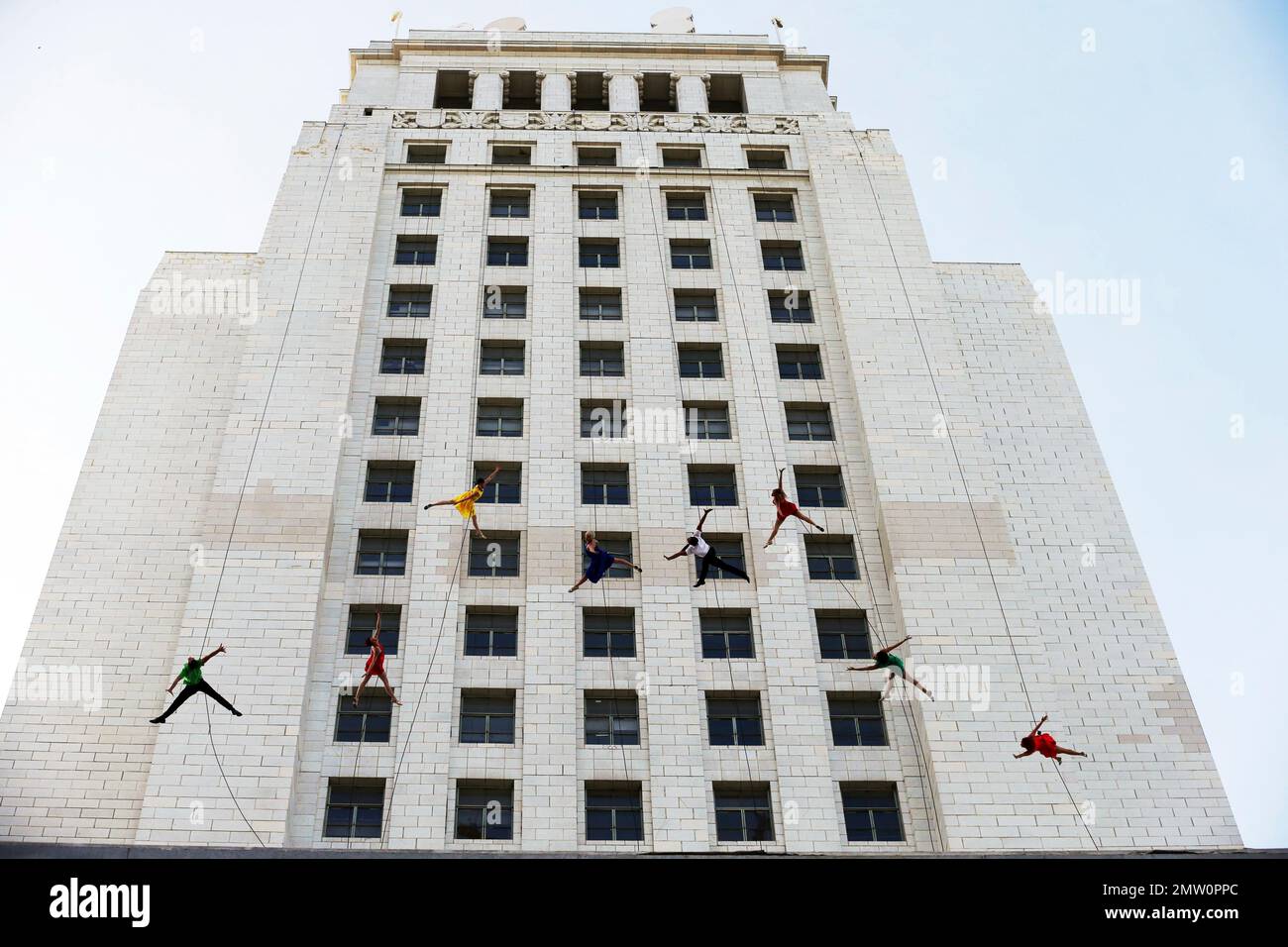 Dancers from Bandaloop aerial dance troupe perform to a medley of songs ...