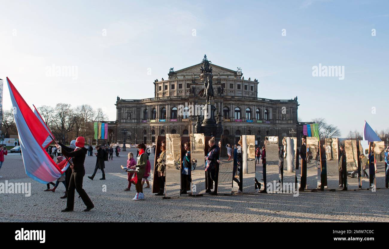 Participants of a so-called 'Mirror March' (Spiegelmarsch) art ...