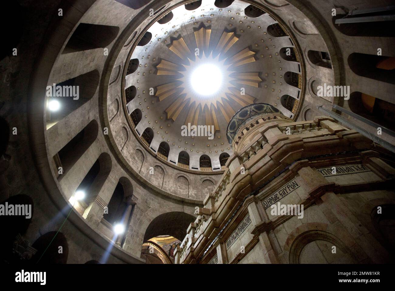 The renovated Edicule is seen in the Church of the Holy Sepulchre ...
