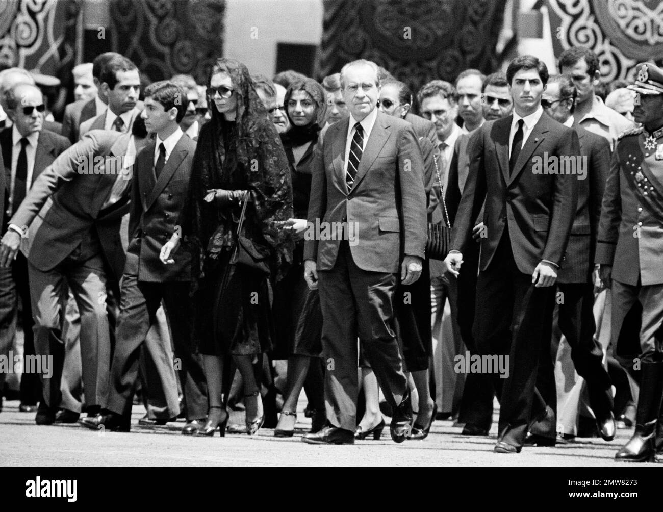 Former U.S. President Richard Nixon, left, the former Shah of Iran's ...