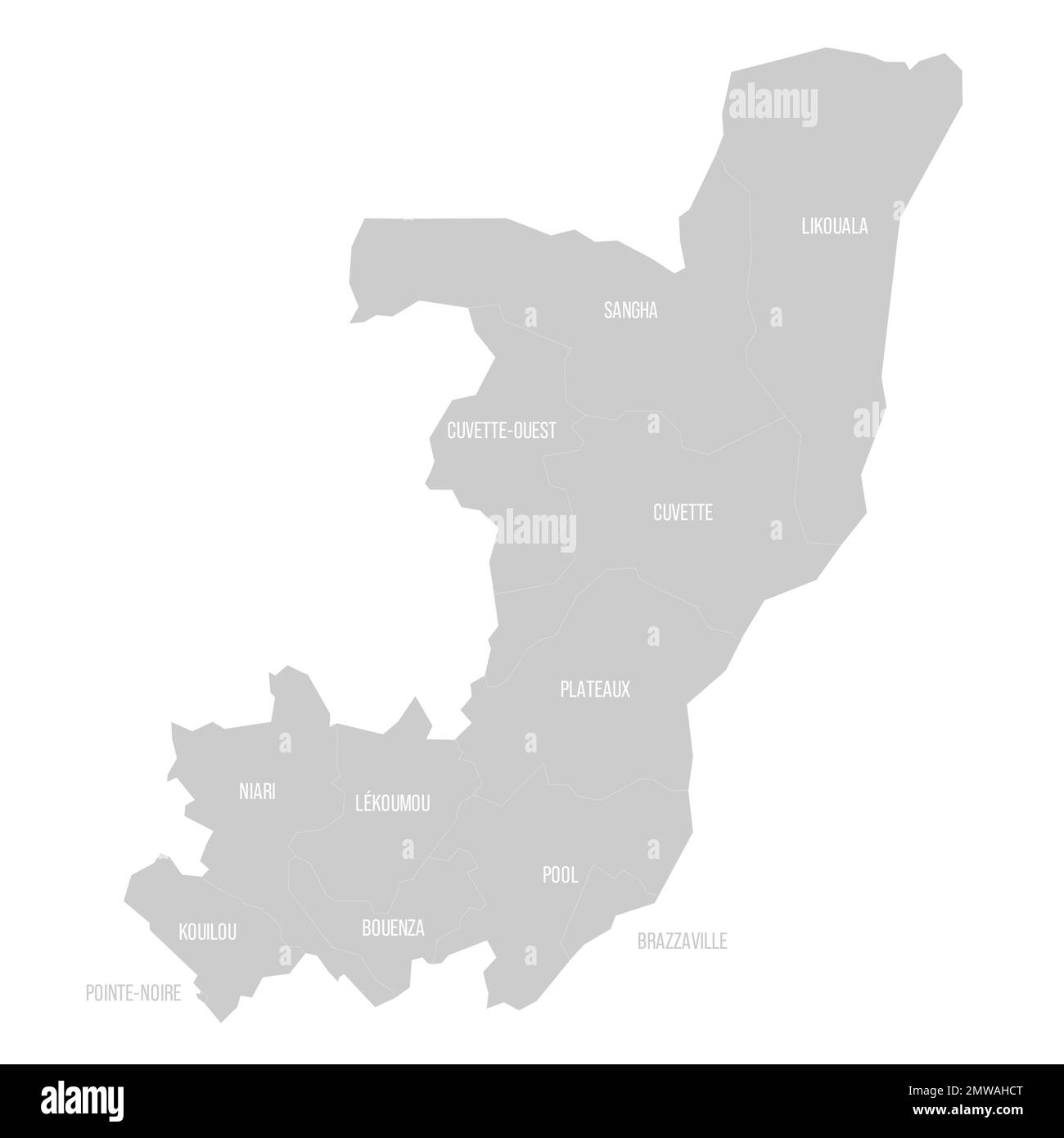 République du Congo carte politique des divisions administratives Image ...