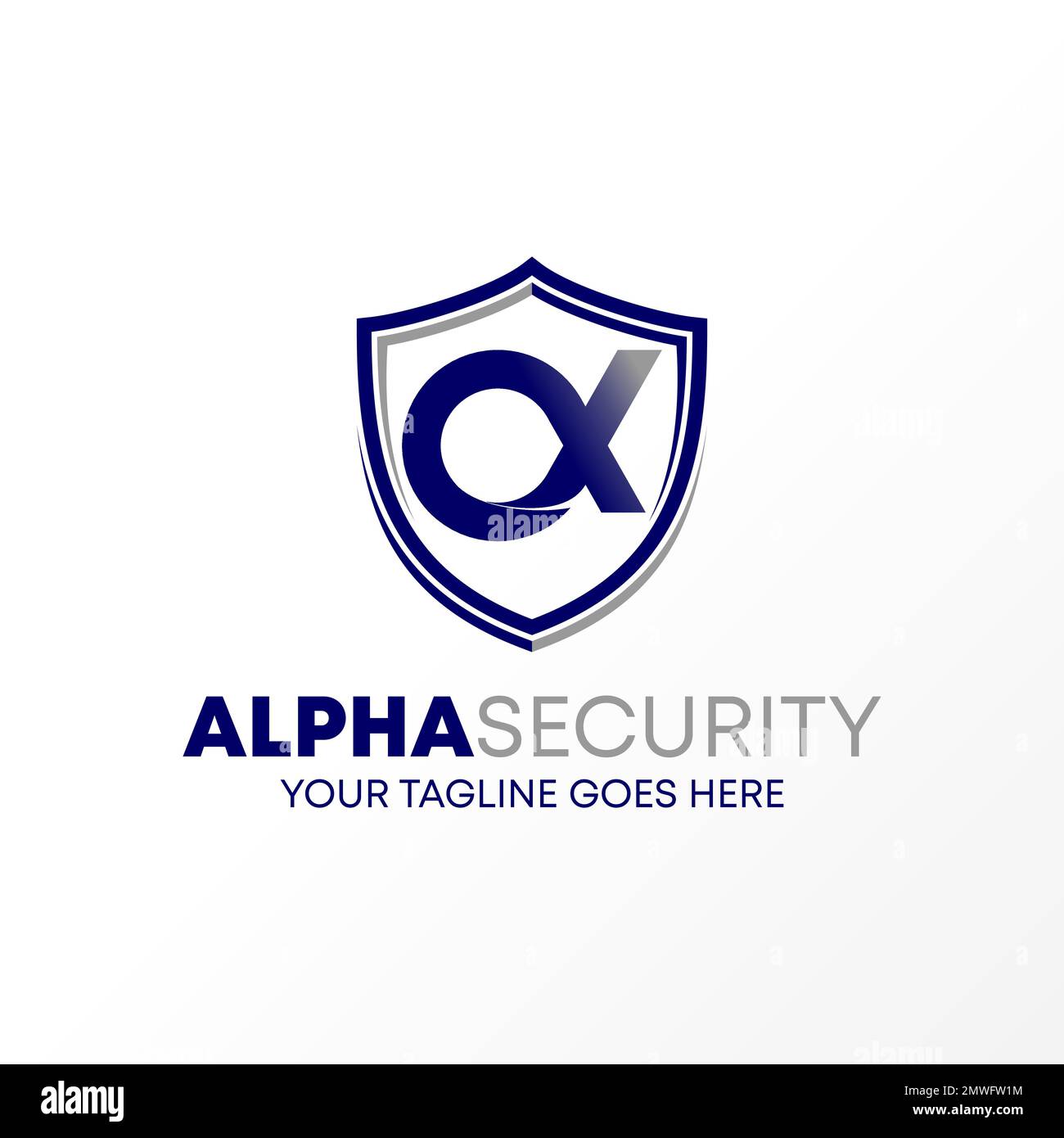 Police lettre Alpha ou AX avec sécurité, guide, image bouclier ...