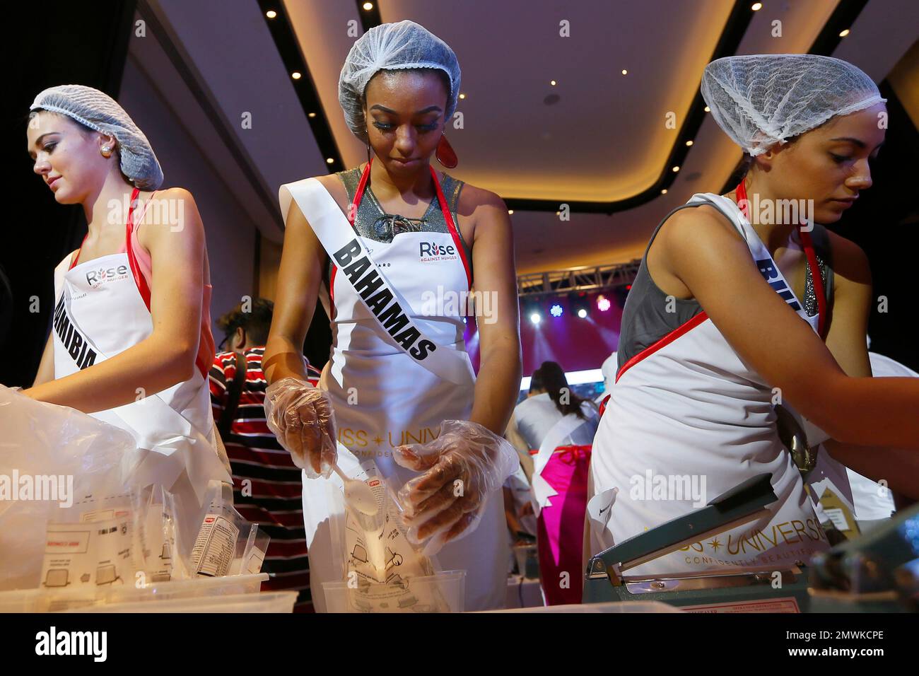 Miss Universe contestants, from left, Lizelle Esterhuizen of Namibia ...