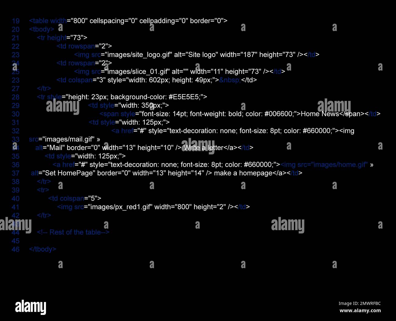 Code source du document Banque de photographies et d’images à haute résolution - Alamy
