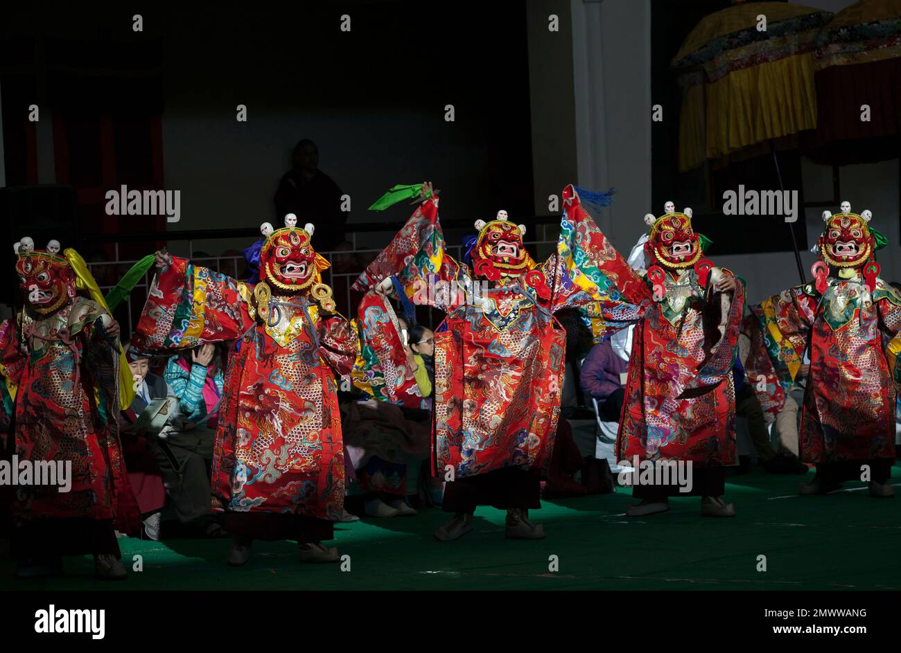 Tibetan Buddhist monks perform a dance called 'cham' wearing ...