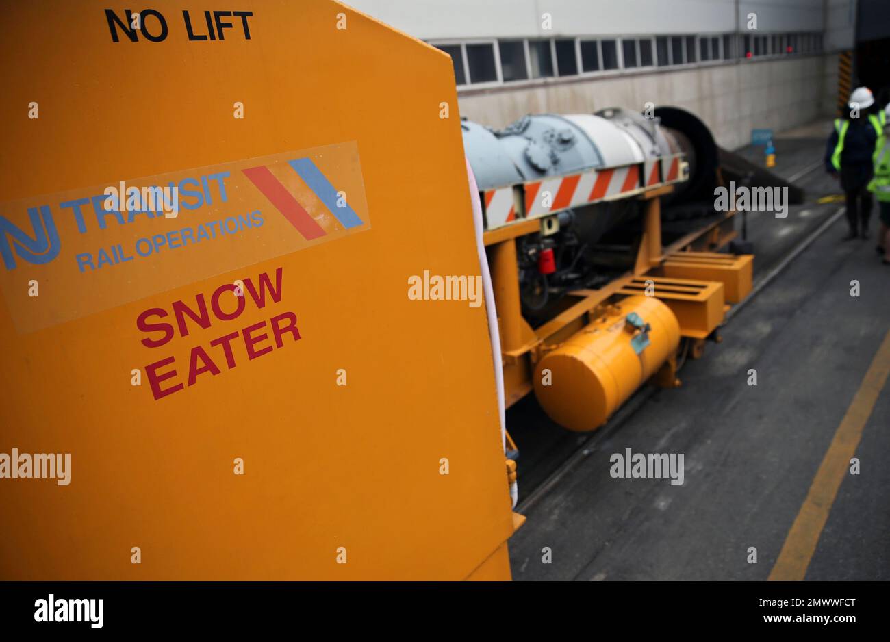 A large railway jet-engine-powered snow blower to be used in the coming ...