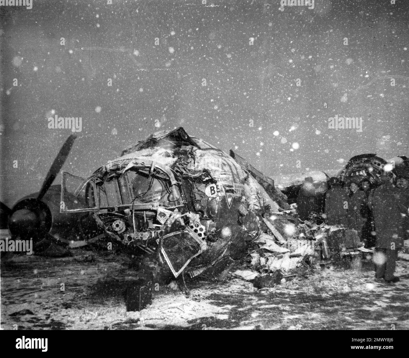 FILE - In this Feb. 6, 1958 file photo snow falls on the wreck of ...