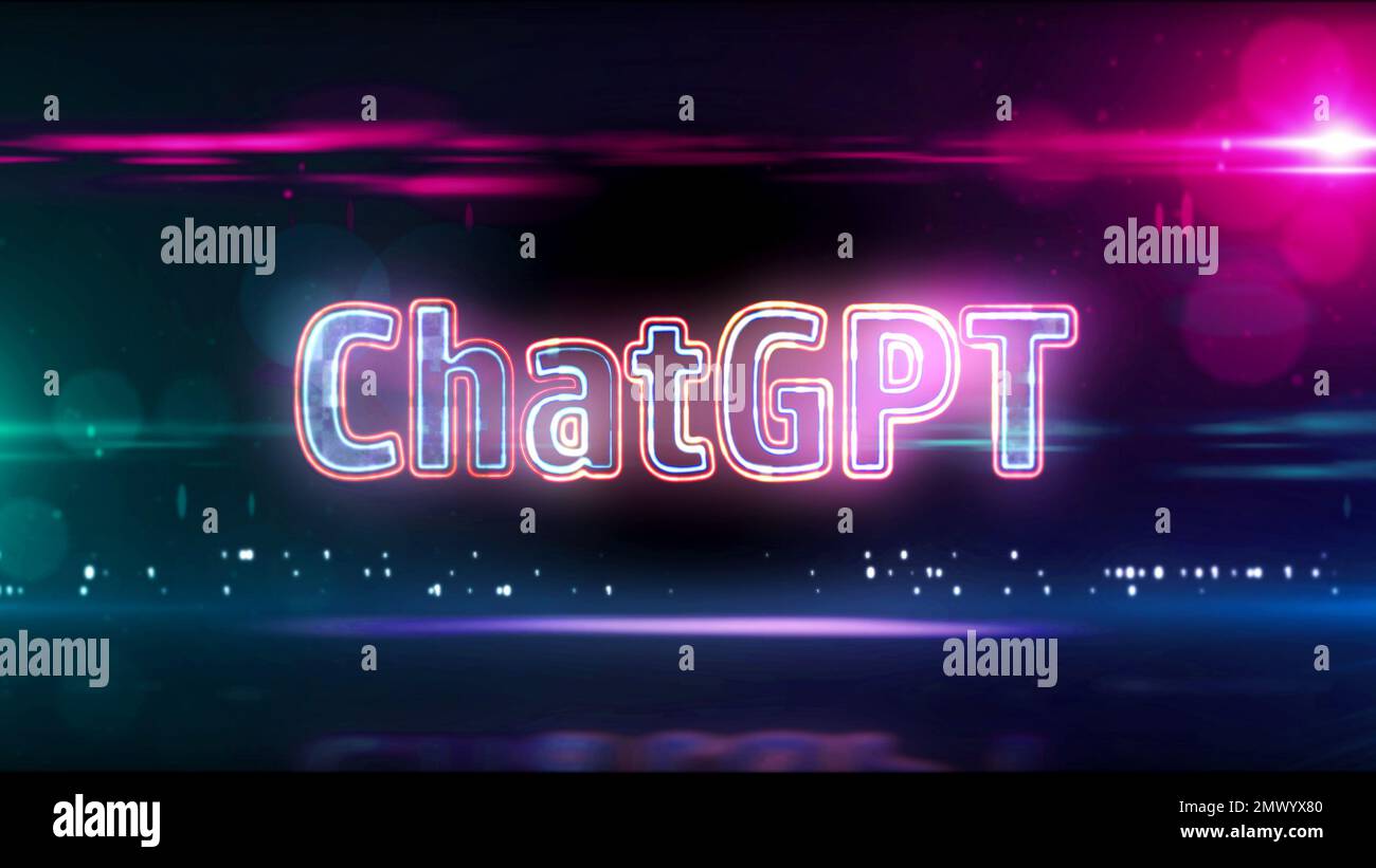 ChatGPT Neon Sign concept, open ai chat gpt bot et la technologie de l ...