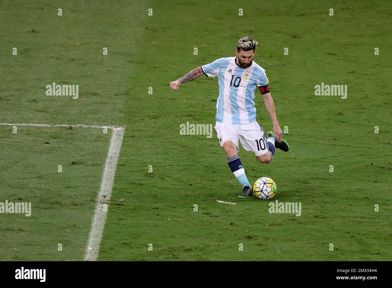 Argentina’s Lionel Messi takes a free kick during a 2018 World Cup ...