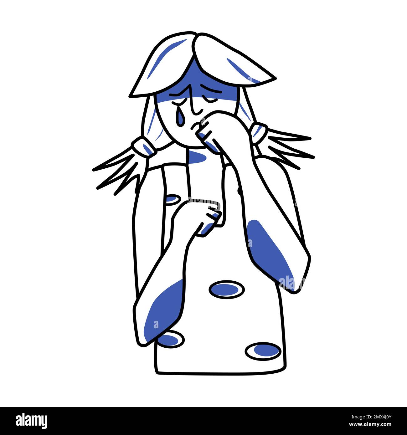 Triste fille, émotion de mélancolie. Tristesse adolescent humeur moitié ...