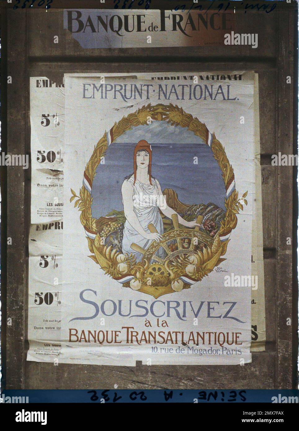 Paris, France affiche le prêt national de 1920, Banque transatlantique ...