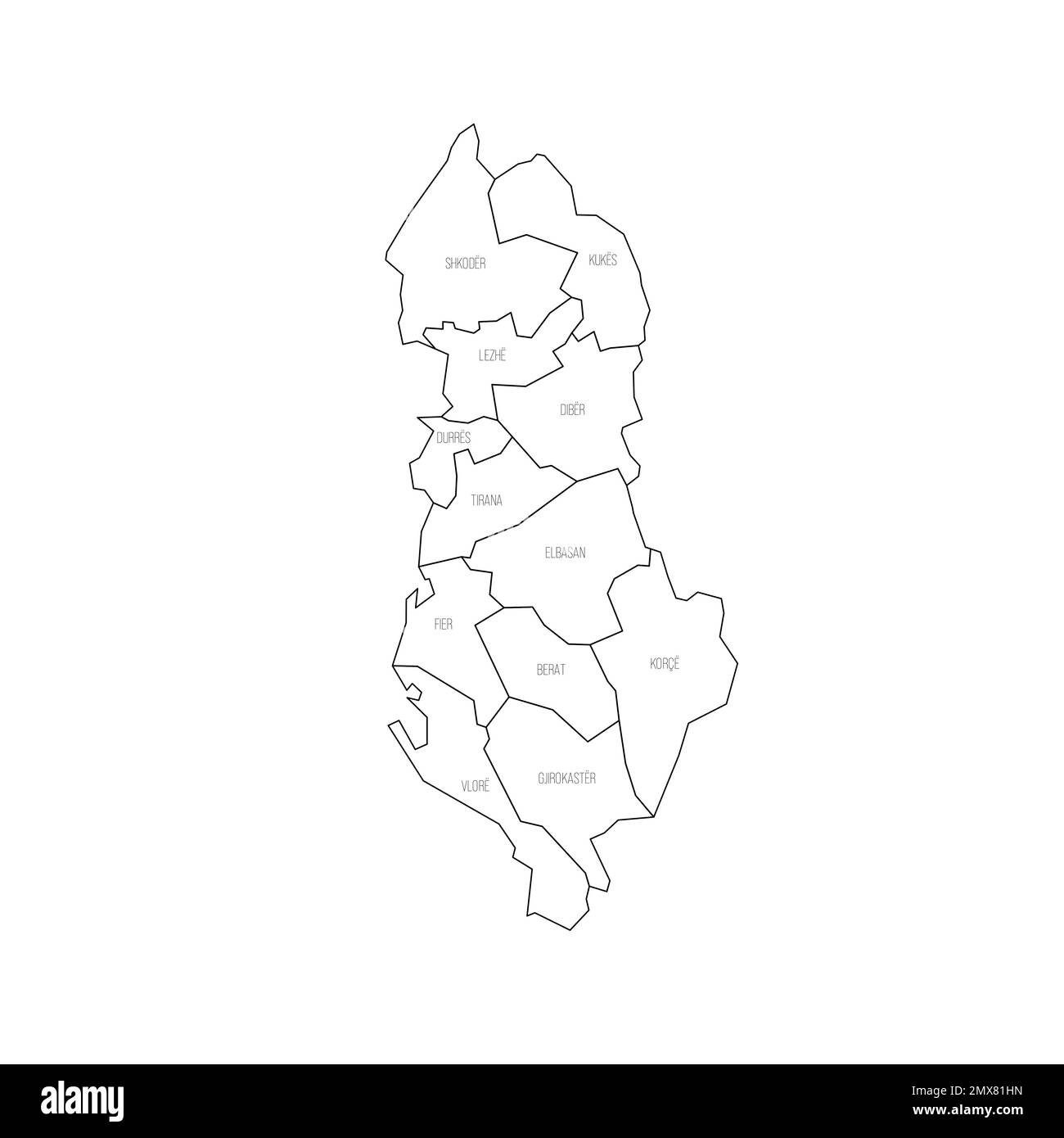 Mapa de las divisiones administrativas de albania Banque de ...