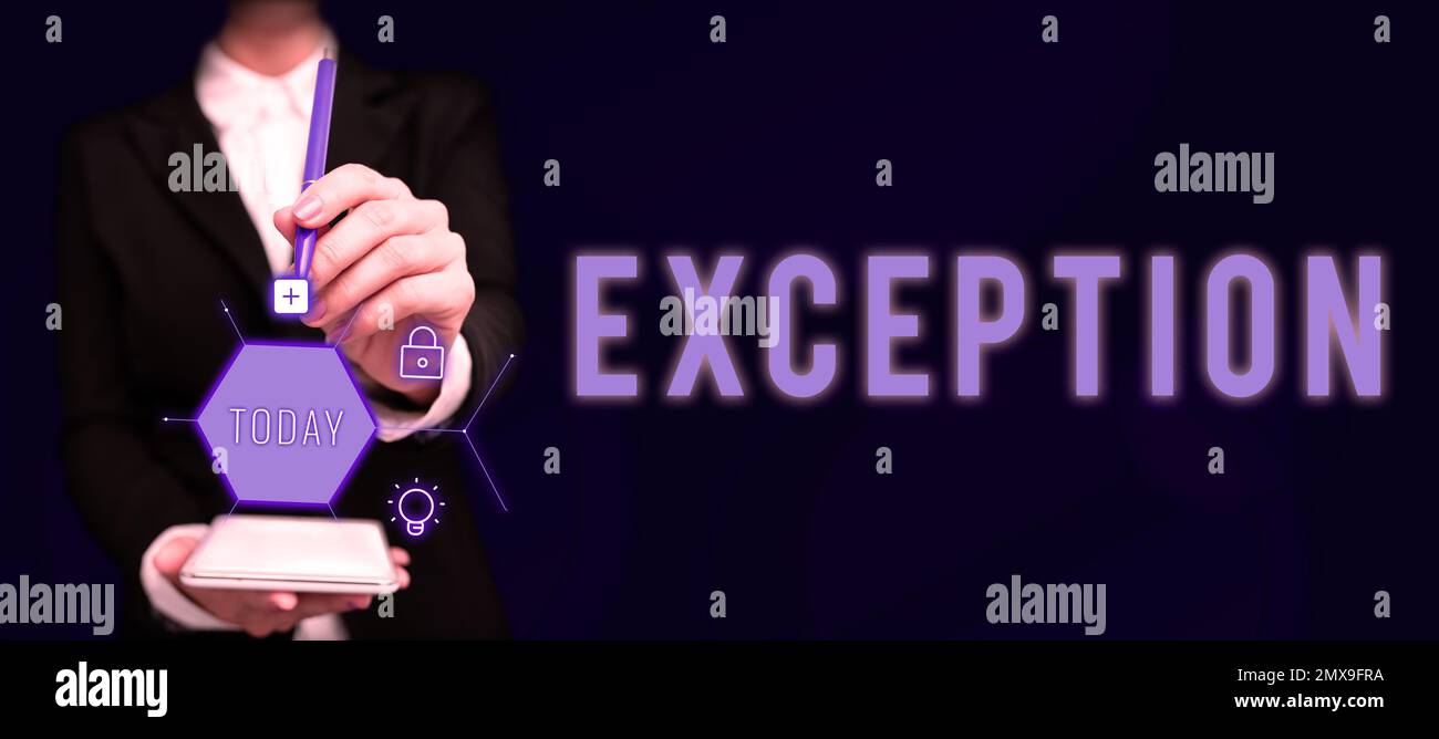 Exception de l'affiche manuscrite. Mot écrit sur une personne ou une chose qui est exclu de la ...