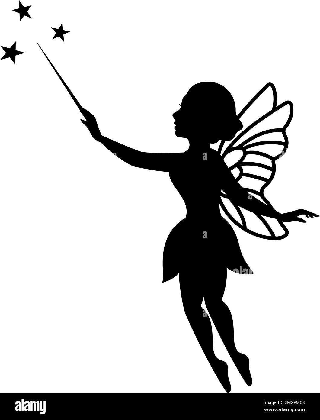 Silhouette de fée. Petite créature avec ailes. Logo de créature magique ...