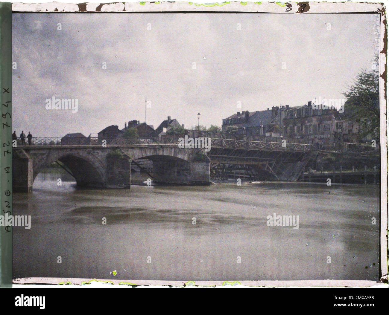 Soissons, Aisne, France le pont détruit en 1914 par les Allemands et ...