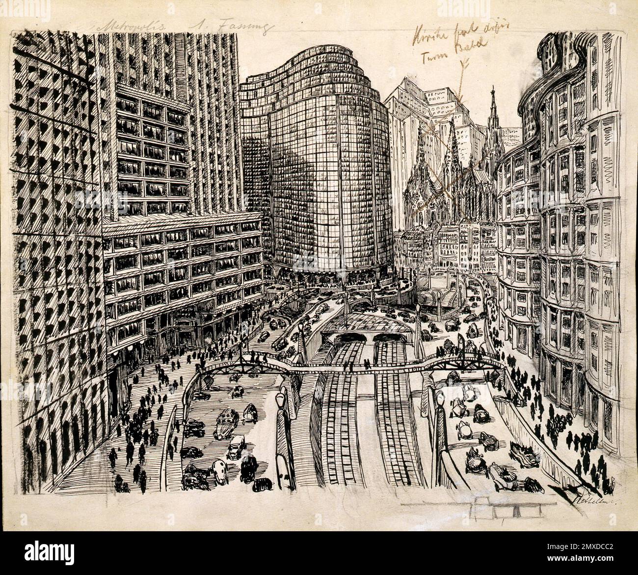 Plan de scène pour le film "Metropolis" de Fritz Lang. Musée: Stiftung ...