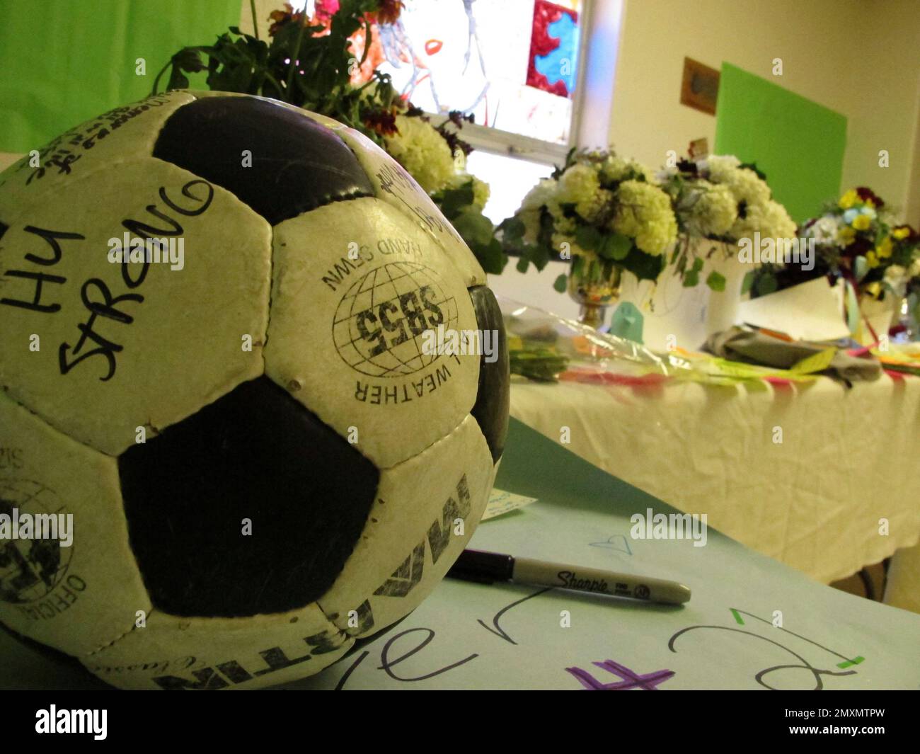 This Oct. 11, 2016 photo shows a memorial set up at a high school in ...