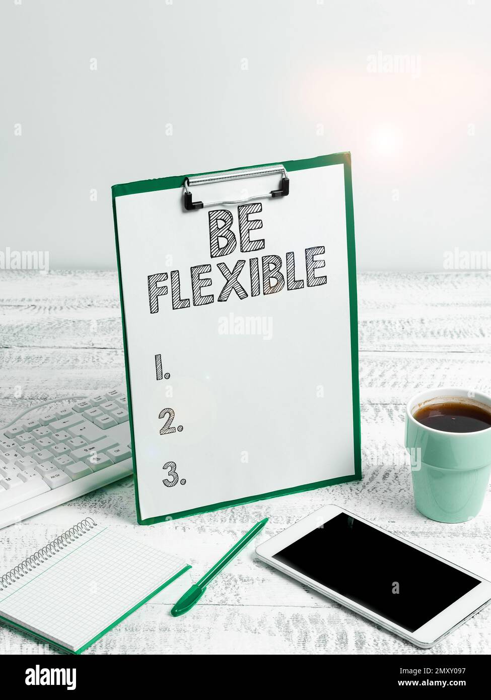 Présentation de la légende de texte être flexible, Word écrit sur ...