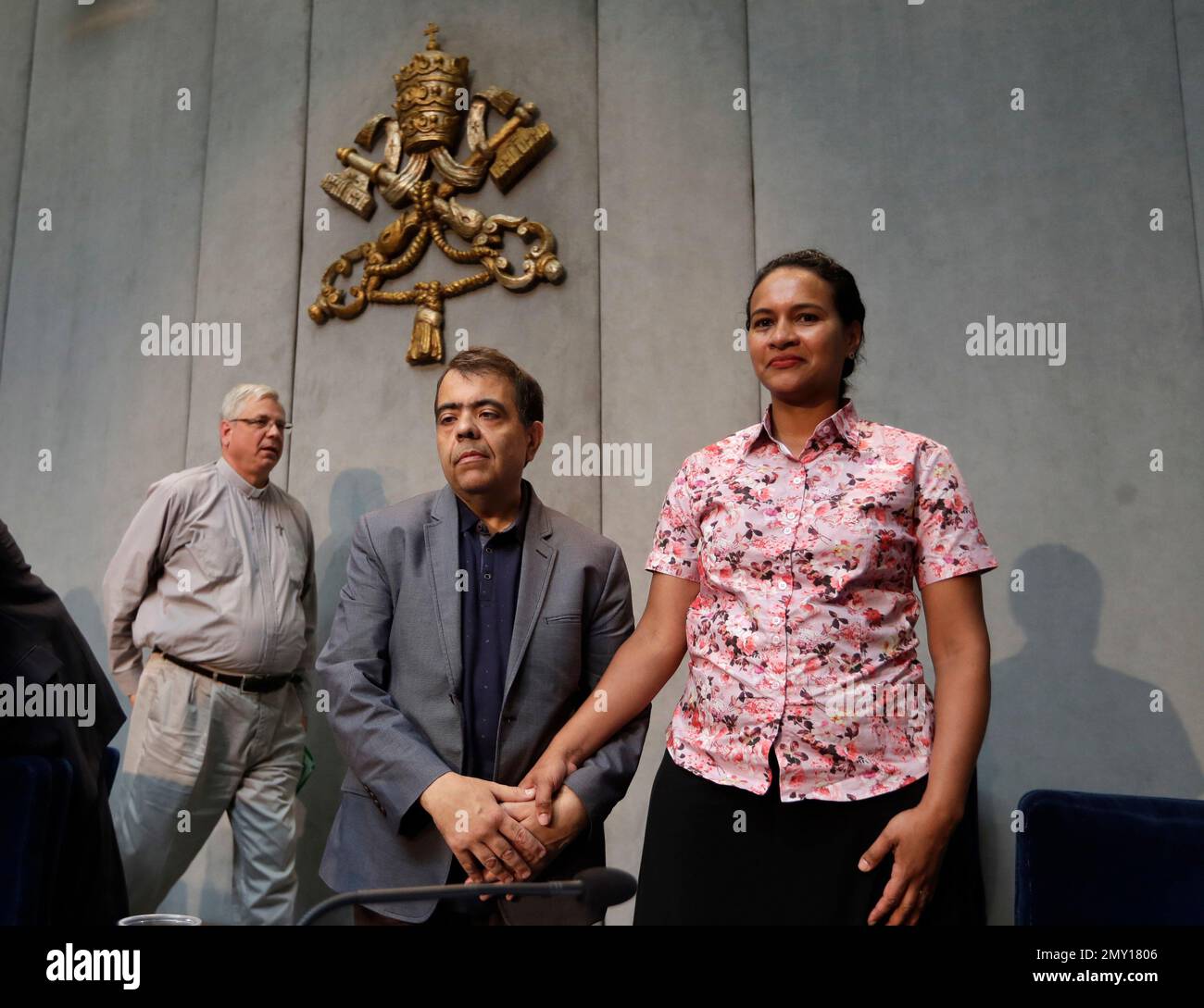 From left, Rev. Brian Kolodiejchuk, postulator of the cause of ...