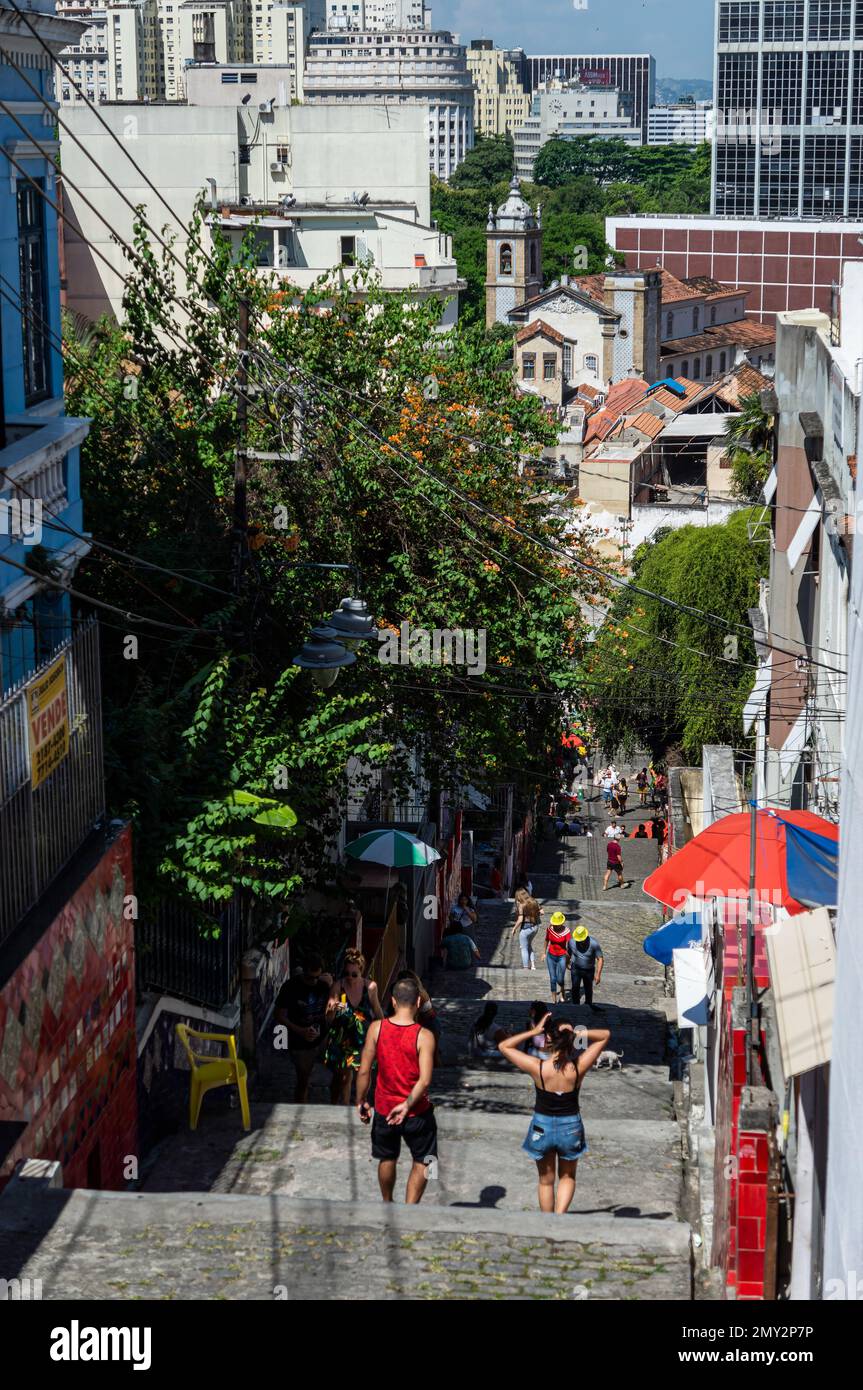 Partie centrale de Selaron Steps dans le quartier de Santa Teresa à ...