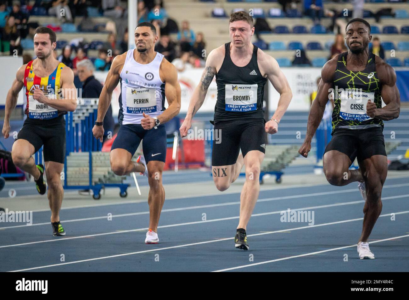 Arthur Cisse et Oliver Bromby et Marci Perrin et Nans Andre lors de la ...