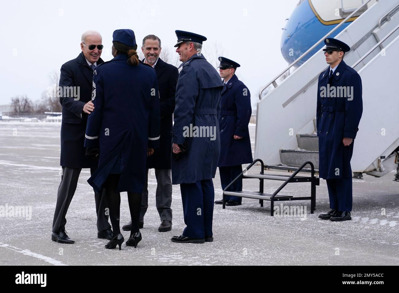 President Joe Biden and his son, Hunter Biden, speak with U.S. Air ...