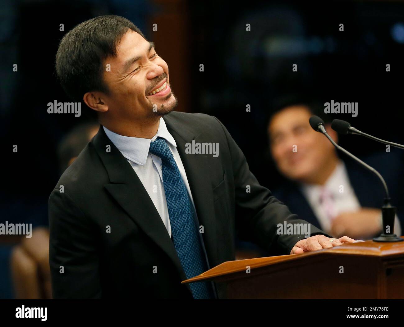 Filipino boxer and now Senator Manny Pacquiao delivers his "privileged ...