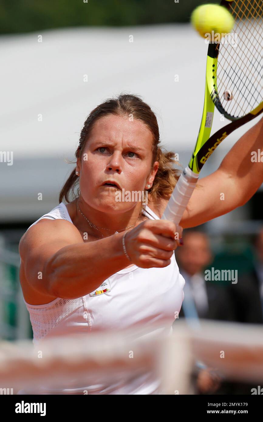Italyâ€™s Karin Knapp returns in the third round match of the French ...