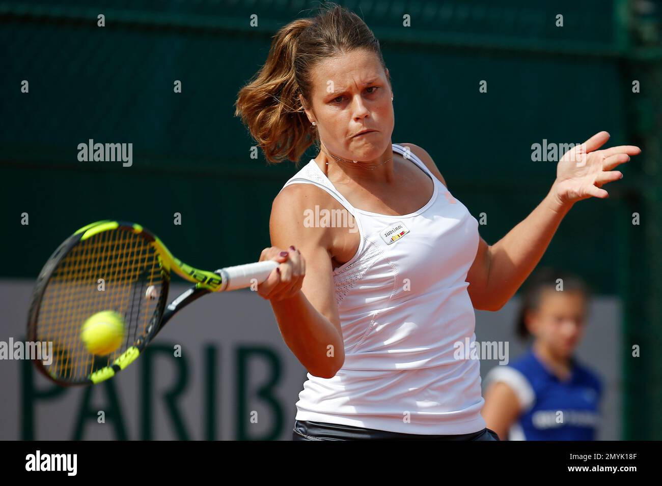 Italyâ€™s Karin Knapp returns in the third round match of the French ...
