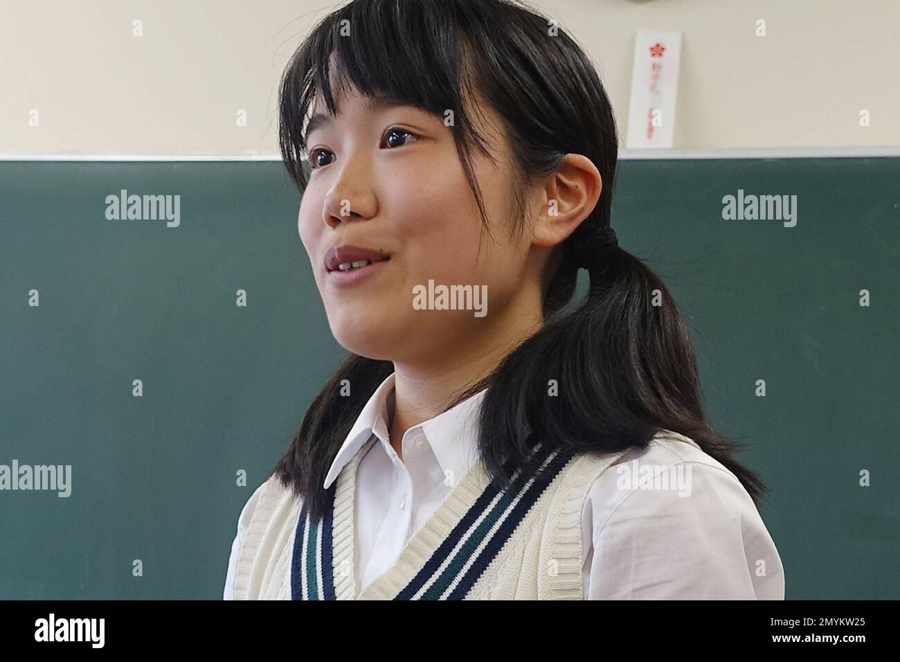 In this Wednesday, May 11, 2016 photo, high school student Mayu Uchida speaks during an ...