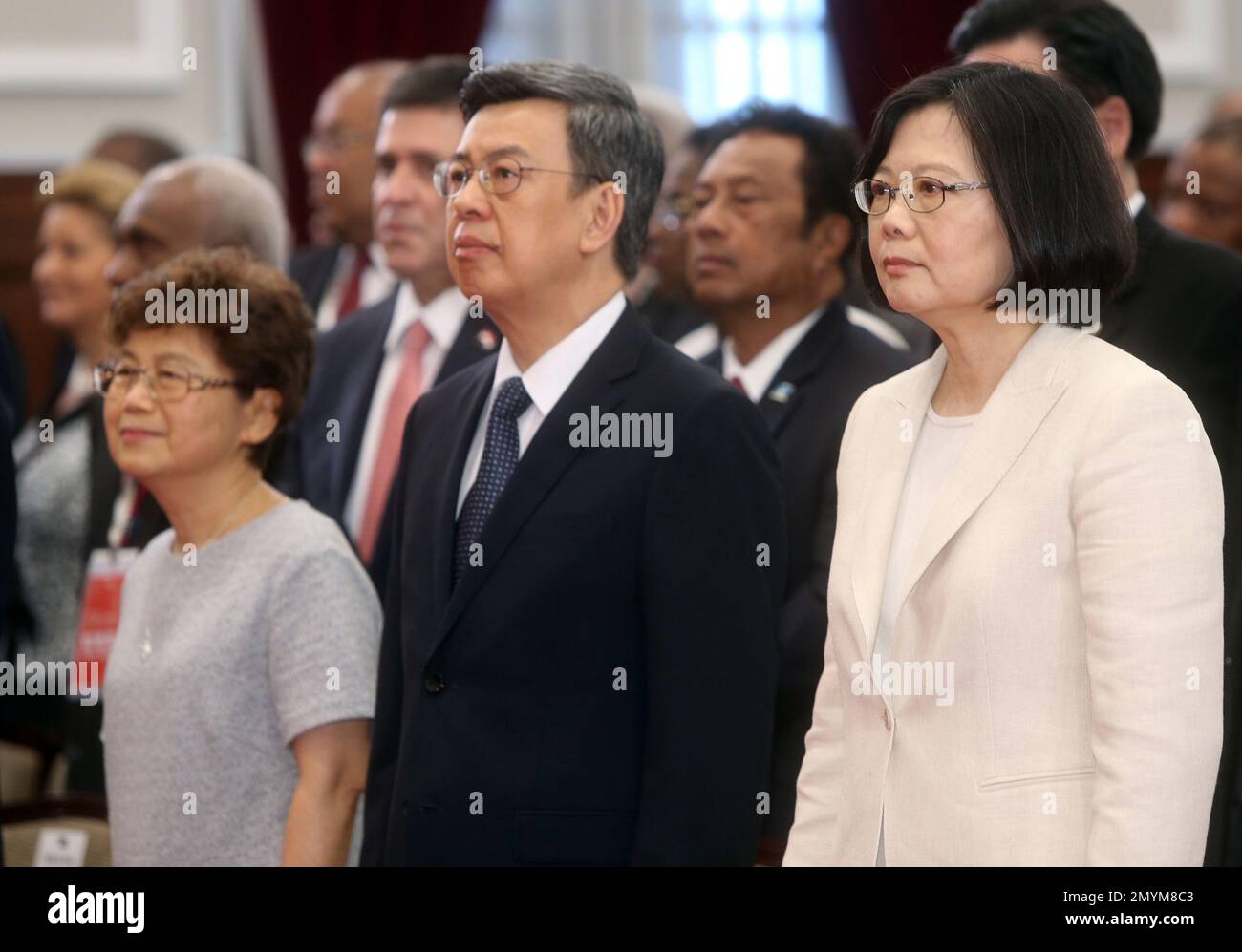 Flanked by her new Vice President Chen Chien-jen, Taiwan's incoming ...