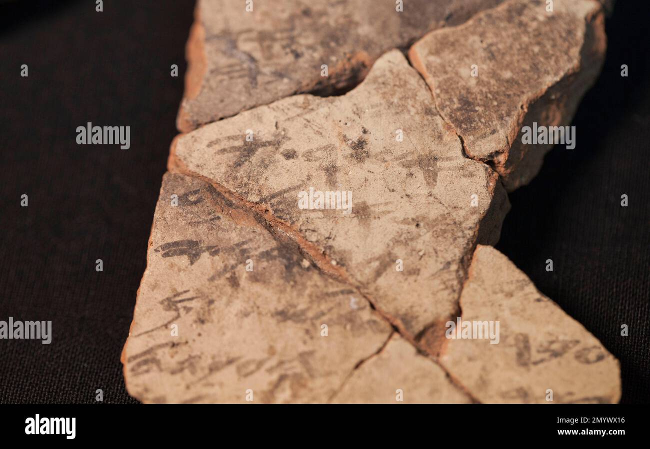 Letters inscribed on pottery, known as ostracons, which were unearthed ...