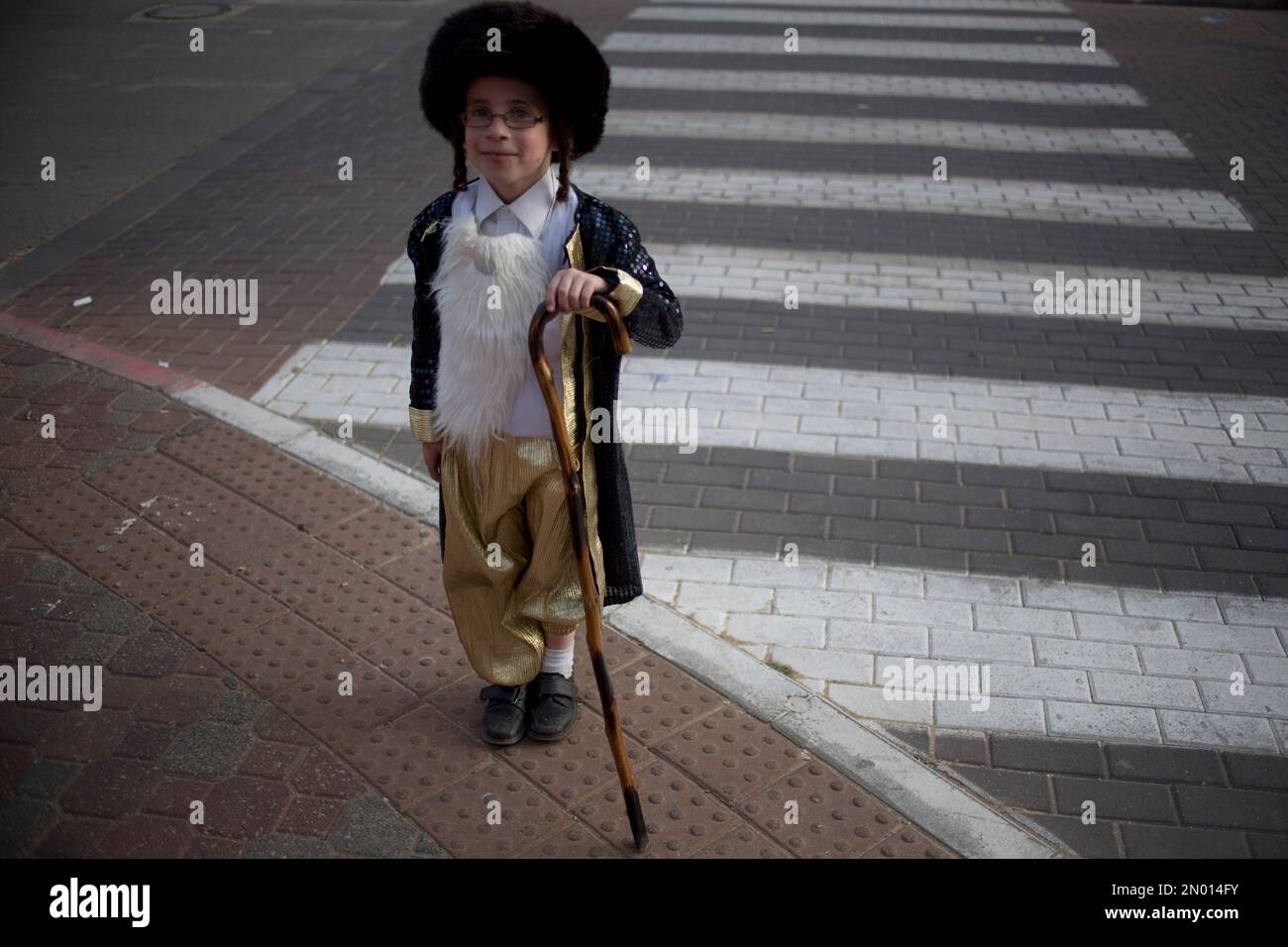 A Jewish Orthodox boy of the Tzanz Hasidic dynasty community wears ...
