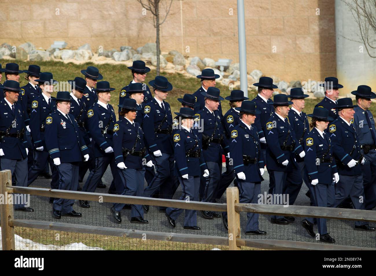 Members of the Harford County Sheriff's Office arrive to the arena for ...