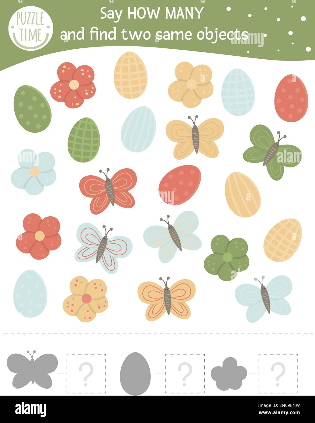 Jeu de comptage de Pâques avec symboles de vacances. Activité ...