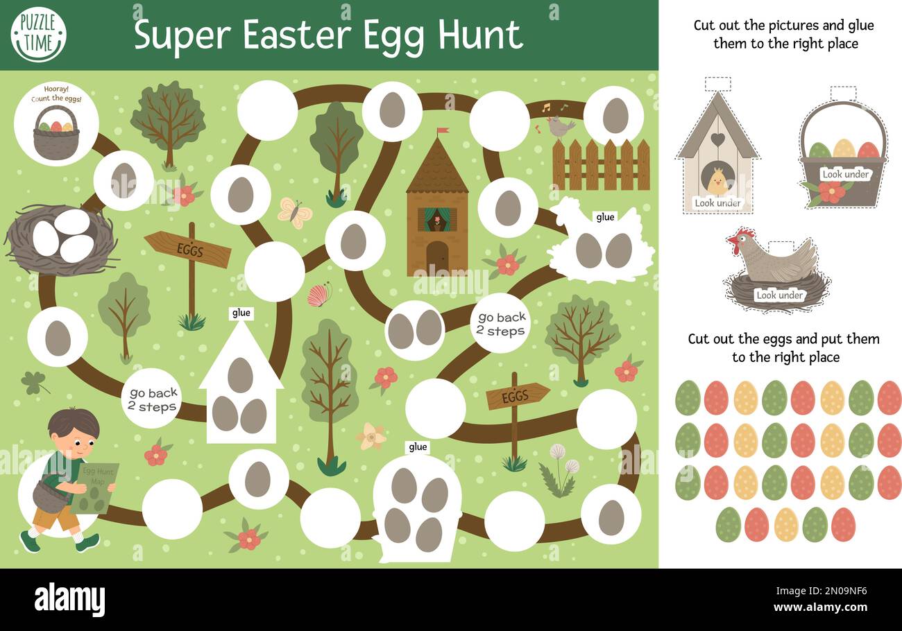 Jeu de table de chasse aux œufs d'aventure de Pâques pour les enfants ...