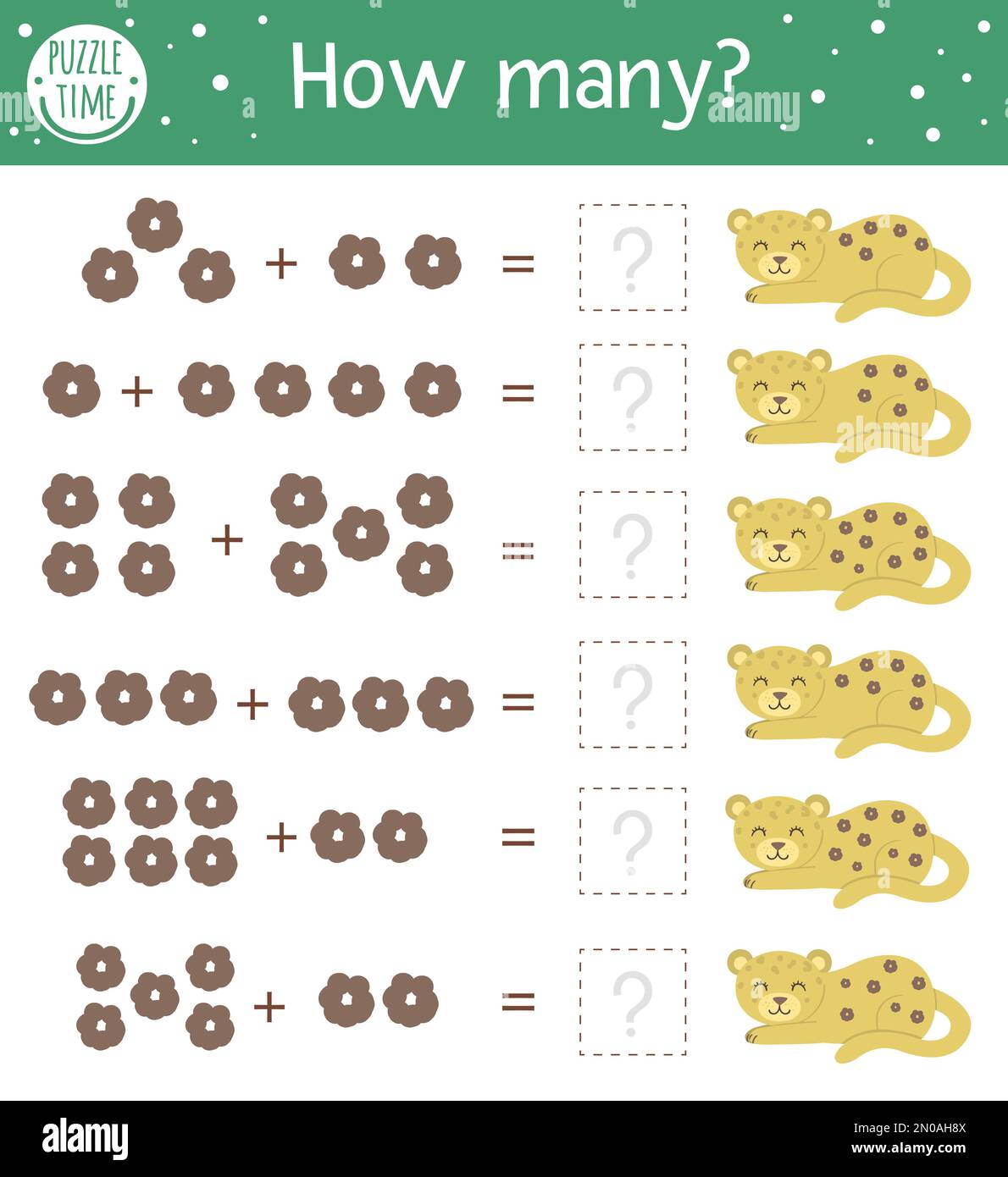 Jeu de mathématiques avec léopards. Activité mathématique tropicale ...