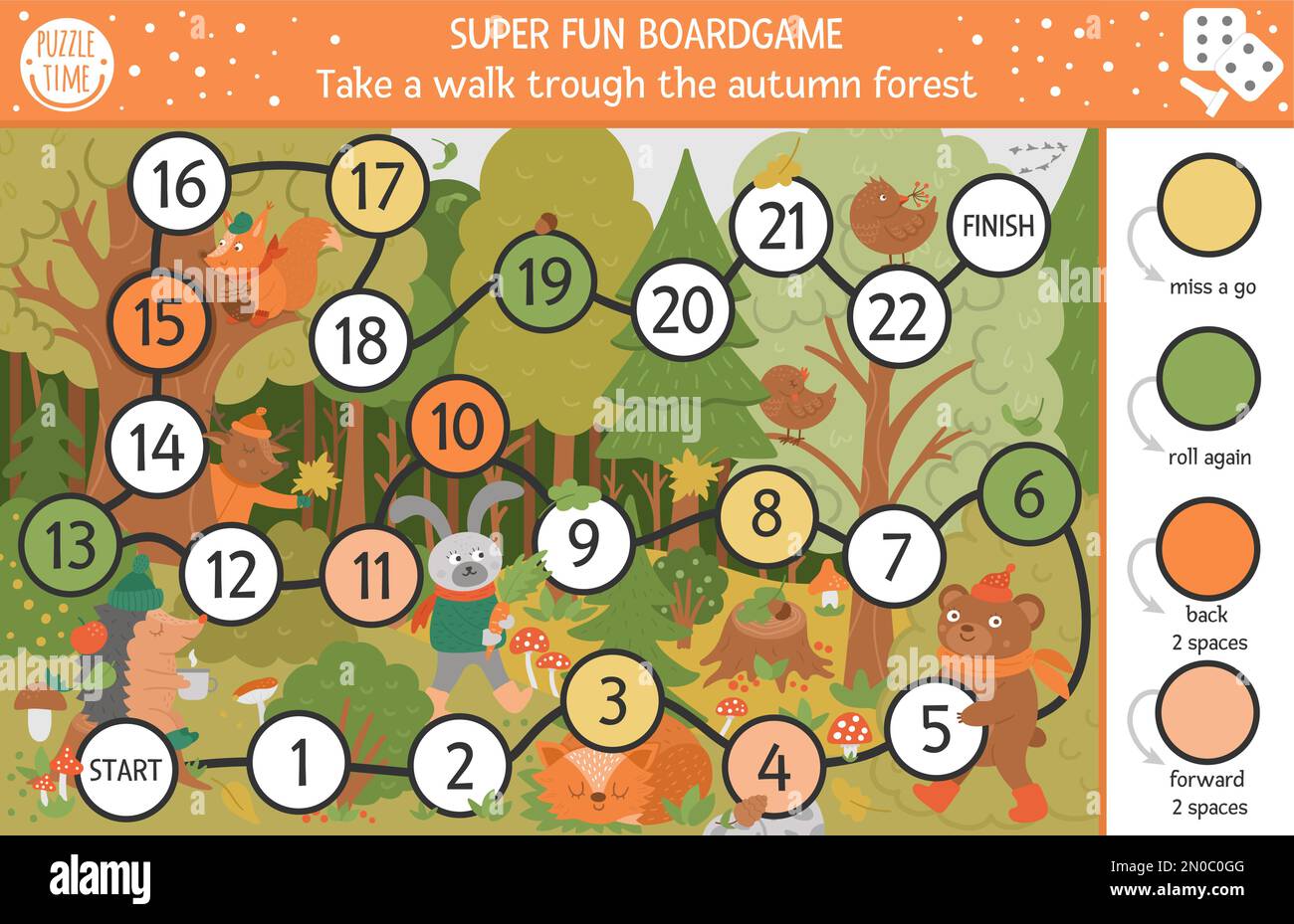 Jeu de société d'automne pour les enfants avec de jolis animaux des ...