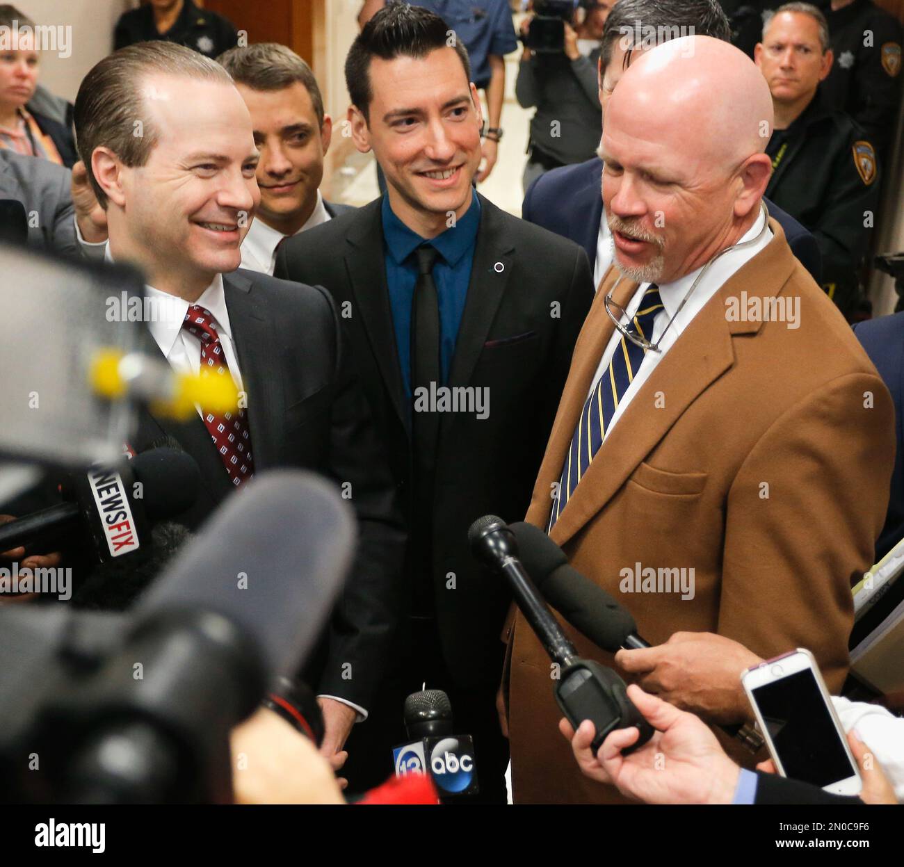 David Daleiden, center, one of the two anti-abortion activists indicted ...