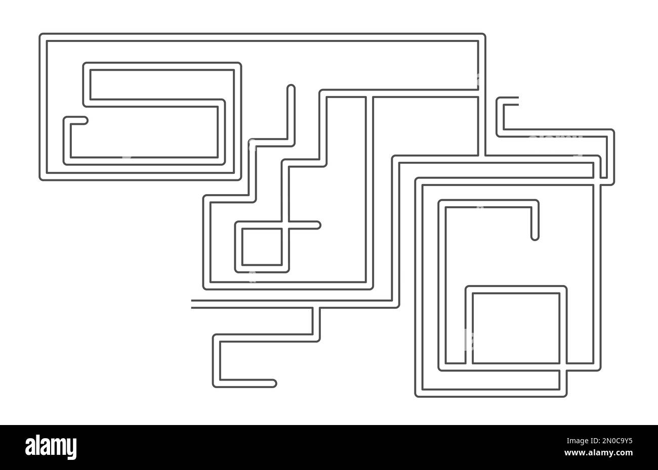 Modèle de labyrinthe vectoriel. Labyrinthe noir et blanc vierge isolé ...