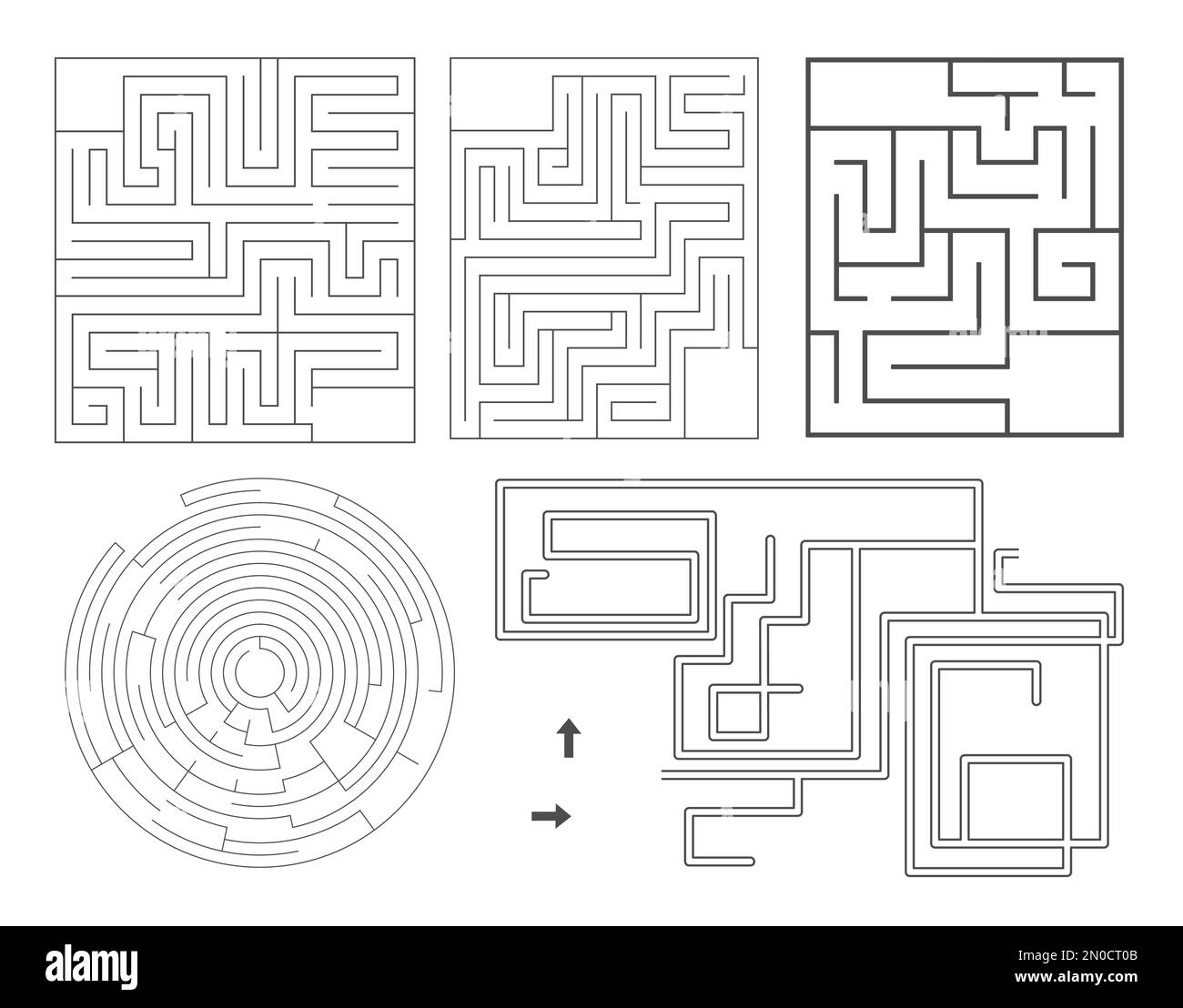 Ensemble vectoriel de modèles de labyrinthe. Collection de labyrinthes ...