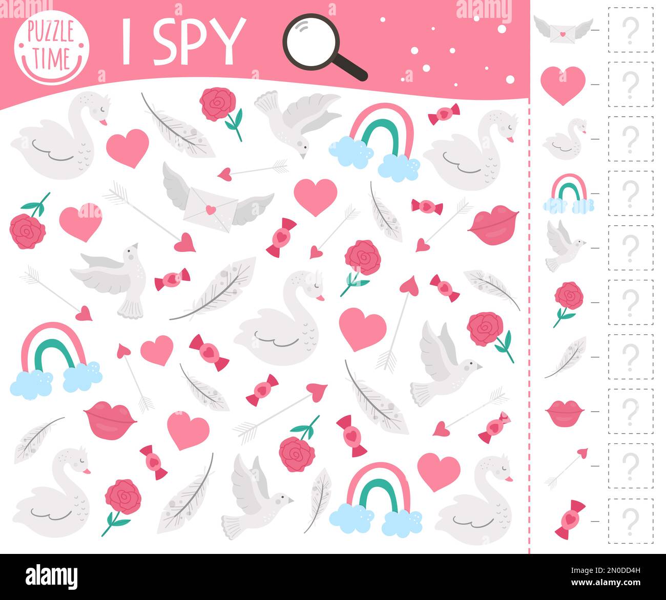 Saint Valentin jeu d'espion pour les enfants. Recherche et comptage d ...