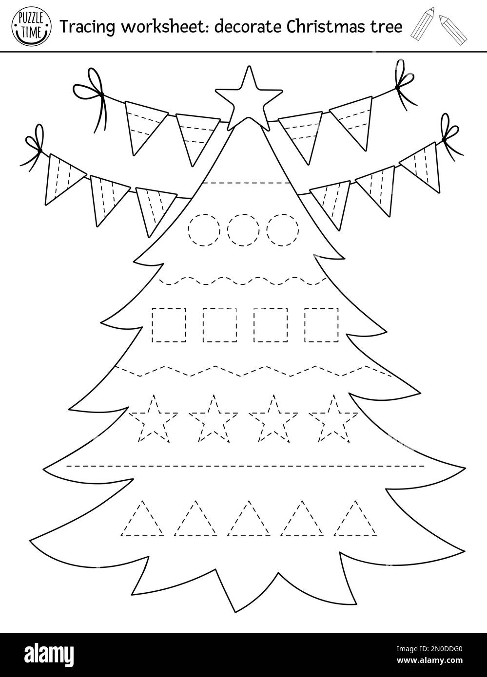 Juego imprimible de navidad para niños Banque d'images noir et blanc ...