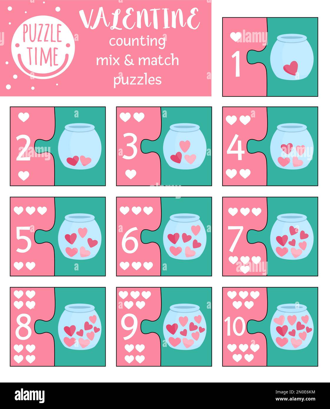 Puzzle Vector Saint Valentin assorti aux symboles traditionnels des ...