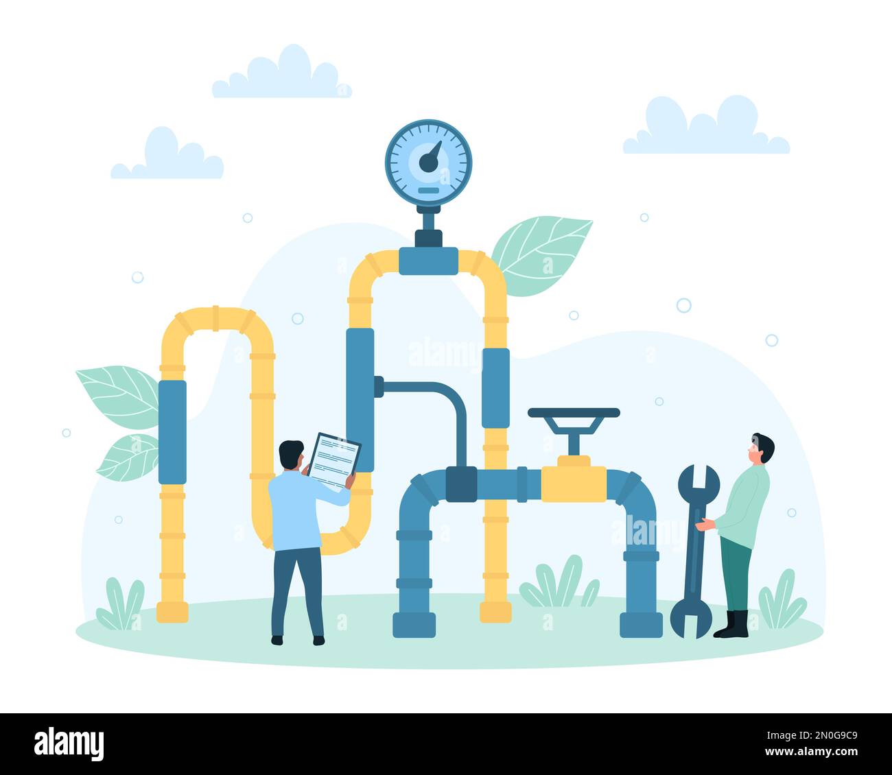 Inspection des canalisations de gaz et de pétrole, illustration du ...