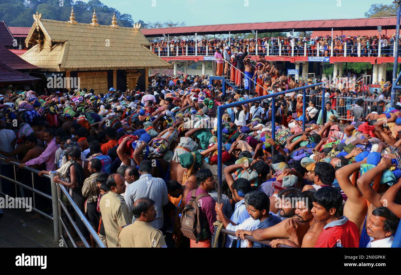 In this Dec. 1, 2015 photo, Hindu worshippers queue during a pilgrimage ...